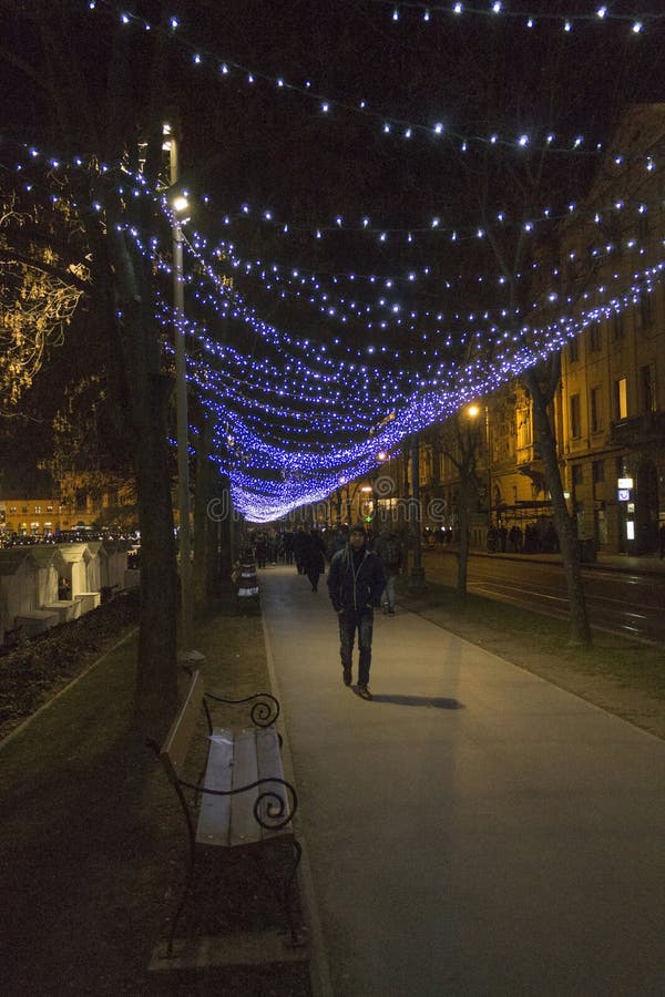 Lights on a Street at Advent Editorial Photography - Image of winter ...