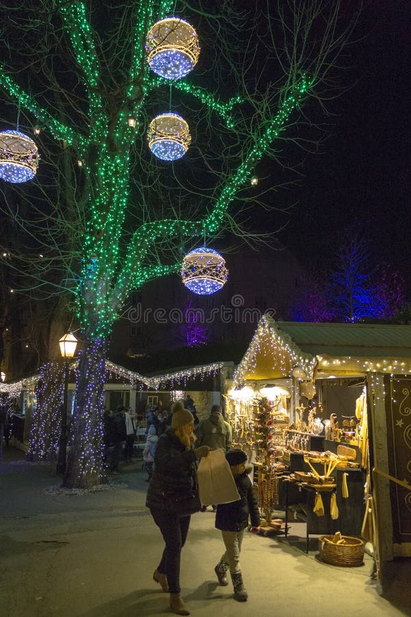 Lights on a Street at Advent Editorial Photography - Image of european ...