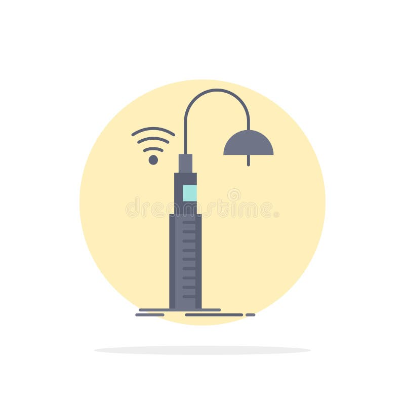 Lights, Street, Wifi, Smart, Technology Flat Color Icon Vector Stock ...