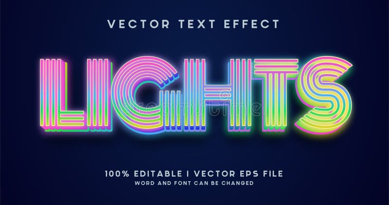 Lights text effect style stock vector. Illustration of effect - 237549171