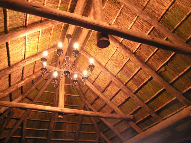 Lights in thatch roof stock image. Image of roof, cross - 6171265