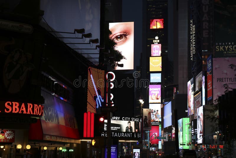 Times Square at night time editorial image. Image of street - 162165455