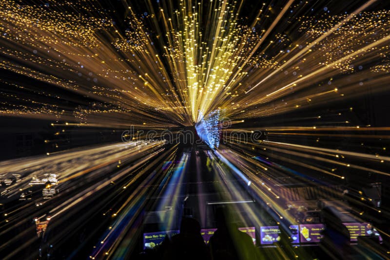 Lights Trail Using Zoom Techniques Stock Image - Image of effect, neon ...