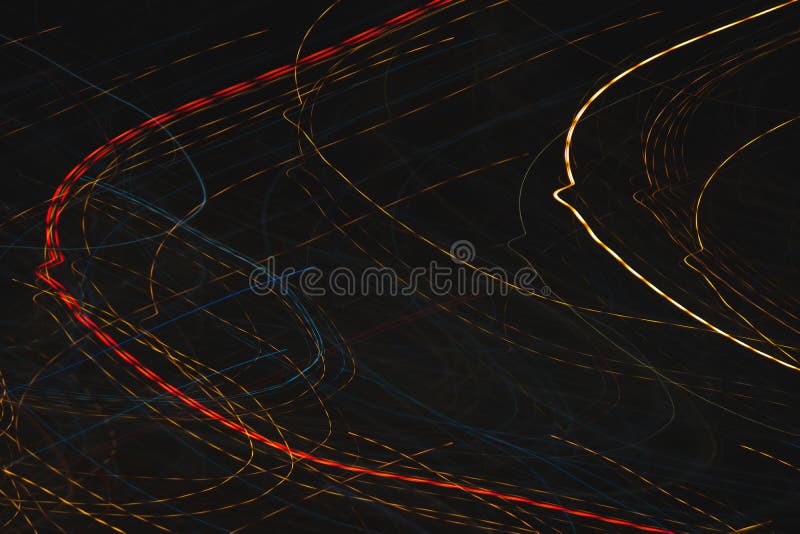 Lights Trails in the Black Background. Color Overlay Light Pattern ...