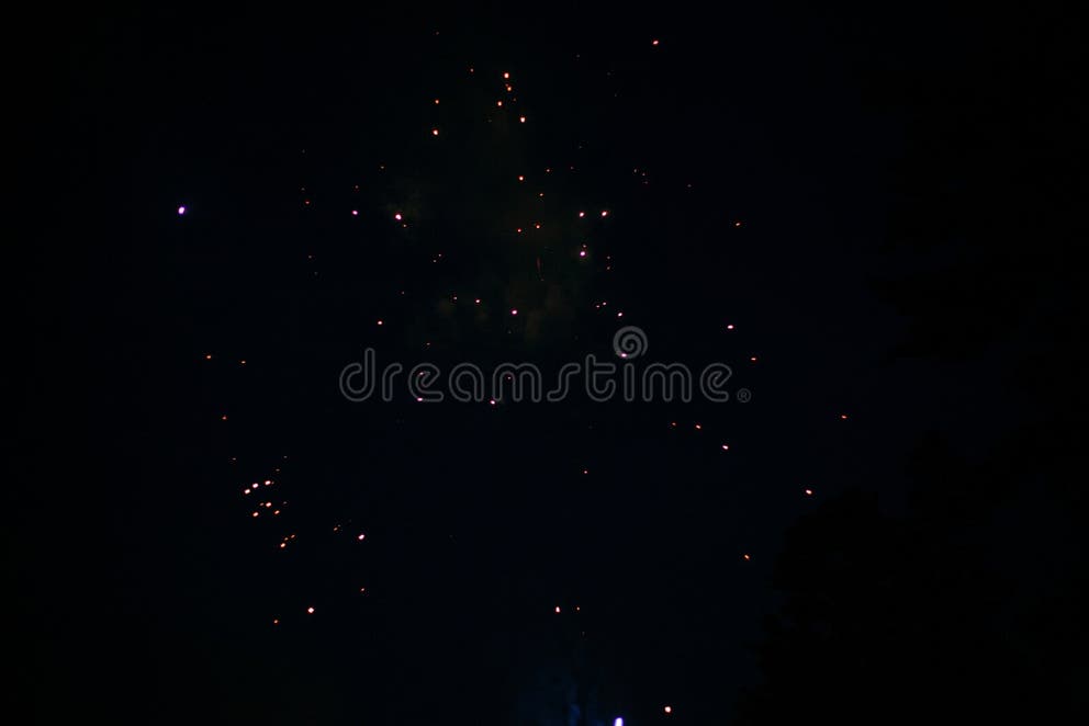 Lights of the Unexploded Firework in the Dark Sky Stock Image - Image ...