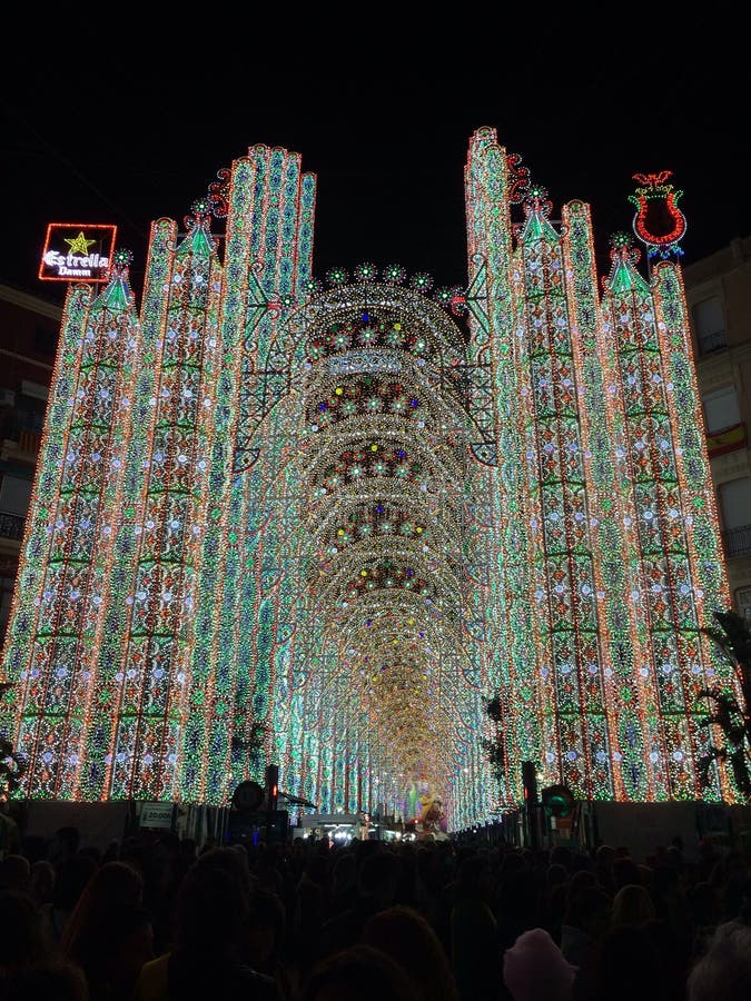 Lights of Valencia editorial photography. Image of fallas - 51398297