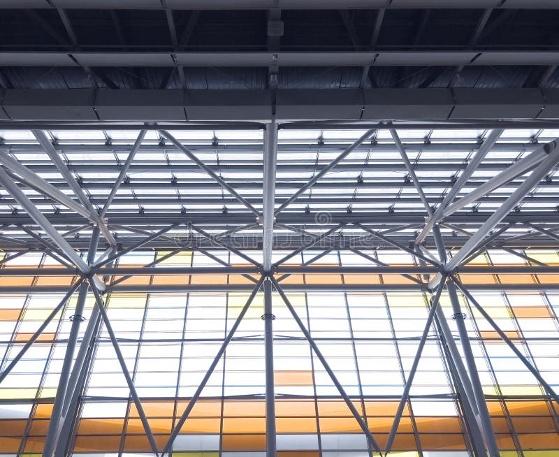 Lights and Ventilation System in Long Line on Ceiling of the Industrial ...