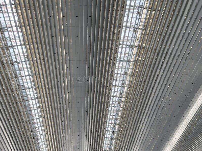 Lights and Ventilation System in Long Line on Ceiling of the Industrial ...