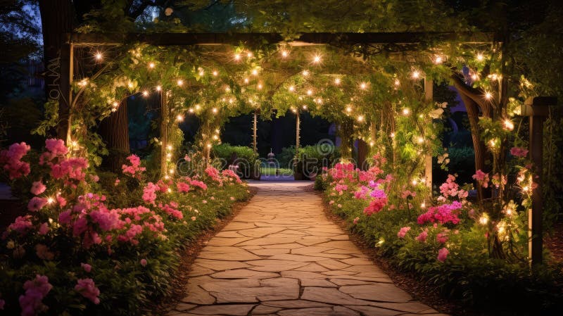 Lights walkway lighting stock illustration. Illustration of evening ...