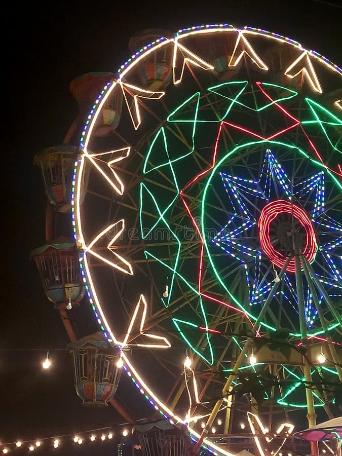 The Lights on the Windmill Ride on New Year S Eve Stock Image - Image ...