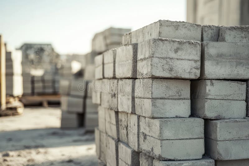 Lightweight Concrete Bricks Stacked in Outdoor Warehouse Stock Image ...