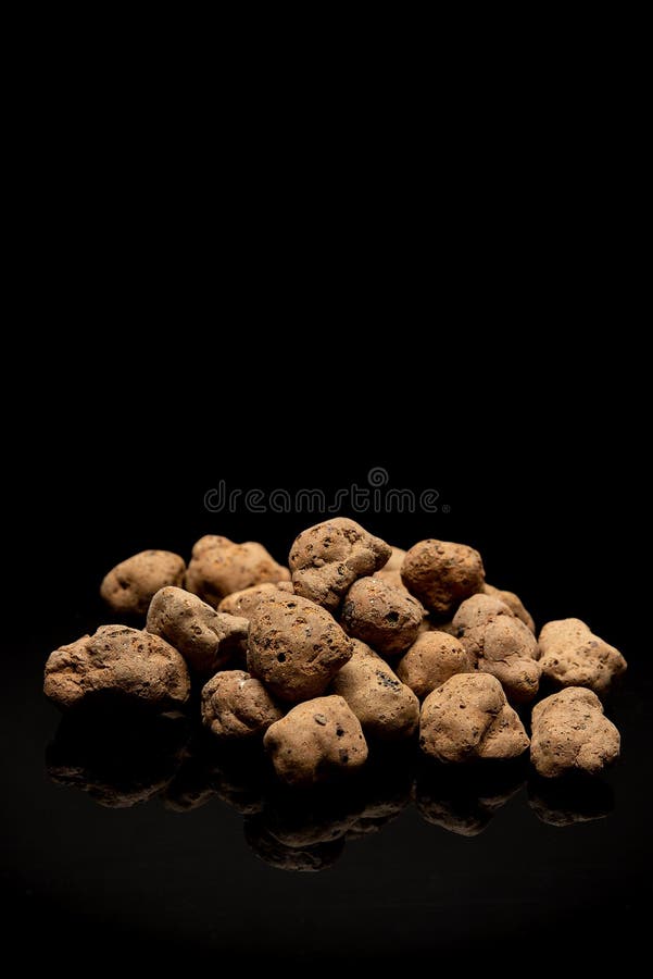 Lightweight Expanded Clay Aggregate on Black Background, Building ...