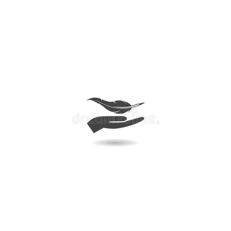 Lightweight Feather on Hand Icon with Shadow Stock Vector ...