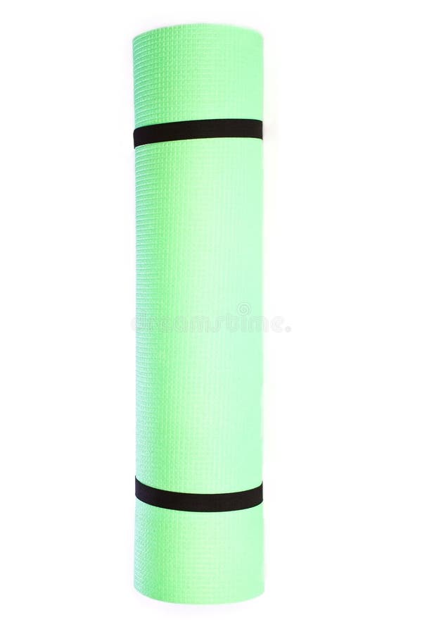 Yoga Mat Roll with Bottle of Water Isolated on White Stock Photo ...