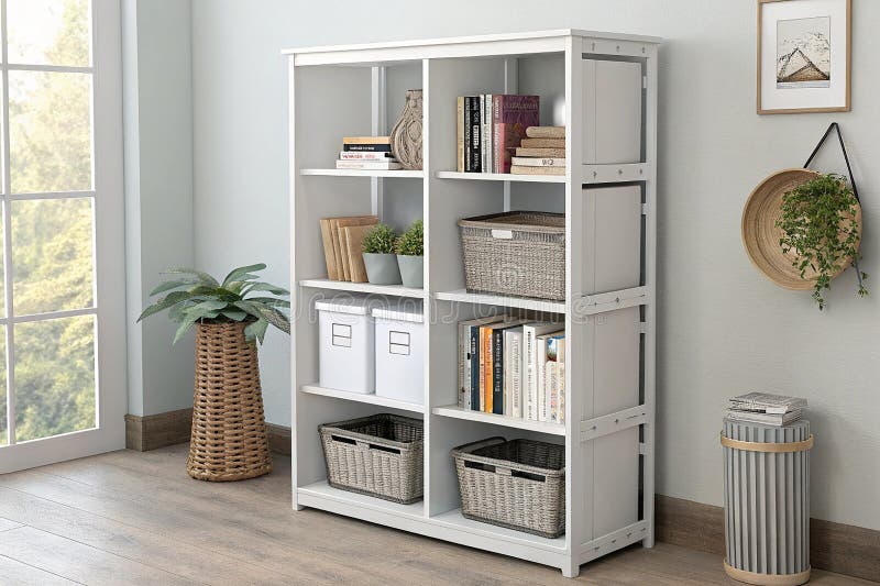 Lightweight Plastic Bookshelf with Multiple Shelves Stock Illustration ...