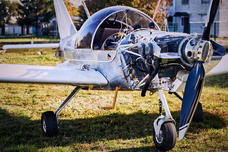 Lightweight Single-engine Aircraft Ready for Engine Maintenance Stock ...