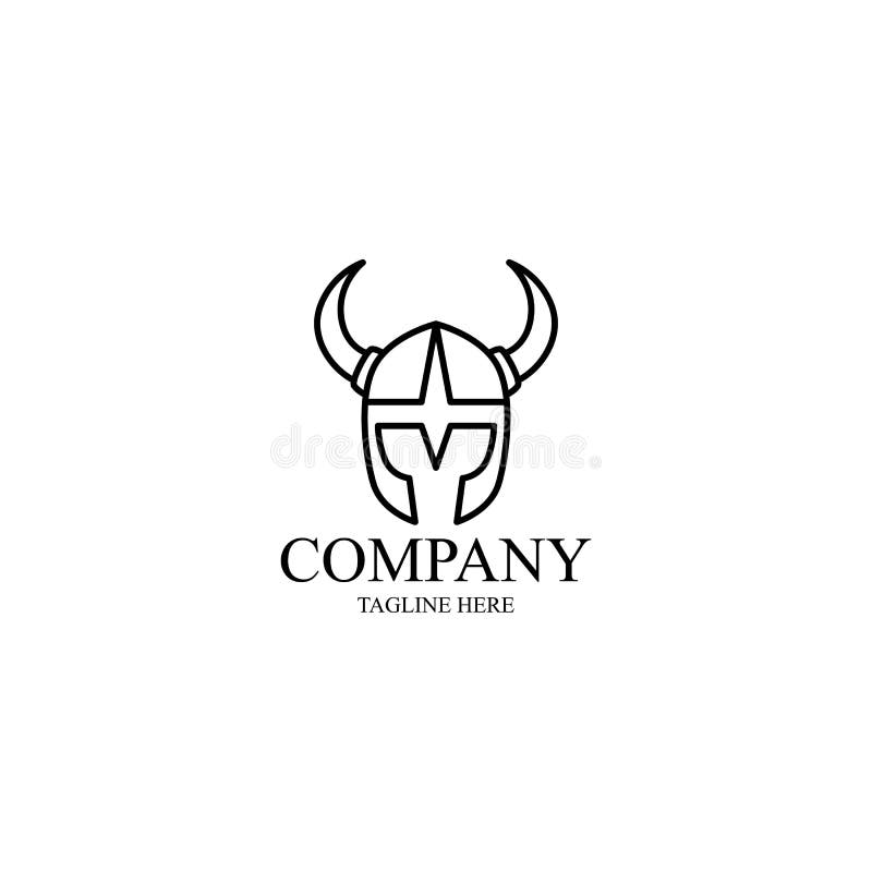 Ligne Art Style Viking Logo Simple Design Illustration de Vecteur ...