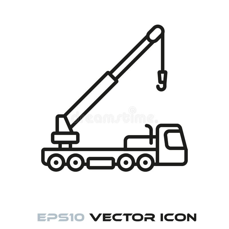 Ligne icône de grue mobile illustration de vecteur. Illustration du ...