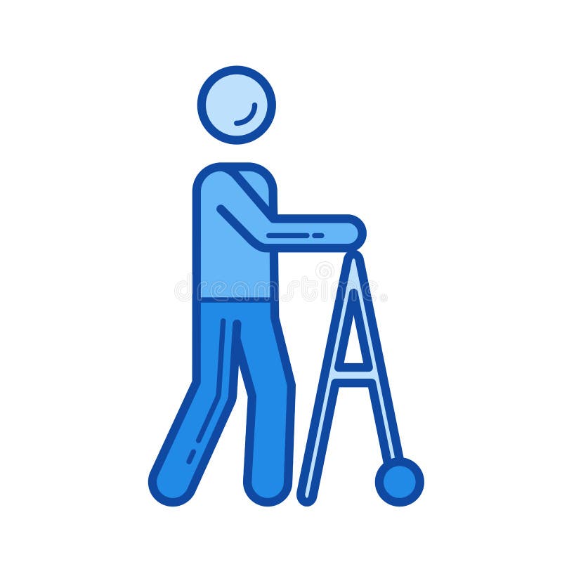 Ligne icône de marcheur illustration de vecteur. Illustration du ...