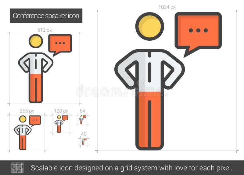 Ligne icône d'orateur illustration de vecteur. Illustration du ...