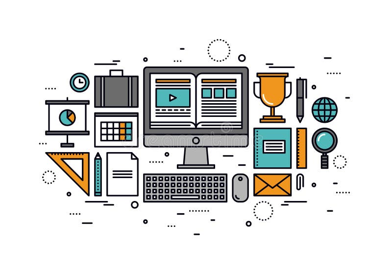 Ligne Illustration D'enseignement De L'informatique De Style ...