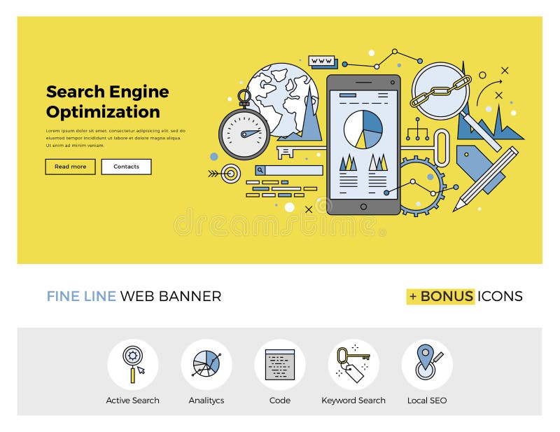 Ligne Plate Bannière D'optimisation De Moteur De Recherche Illustration ...
