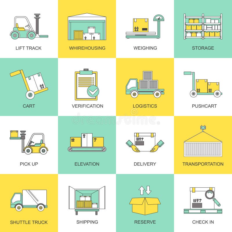 Entreposez Le Blanc D'icônes Et Le Transport Logistiques, Vecto De ...