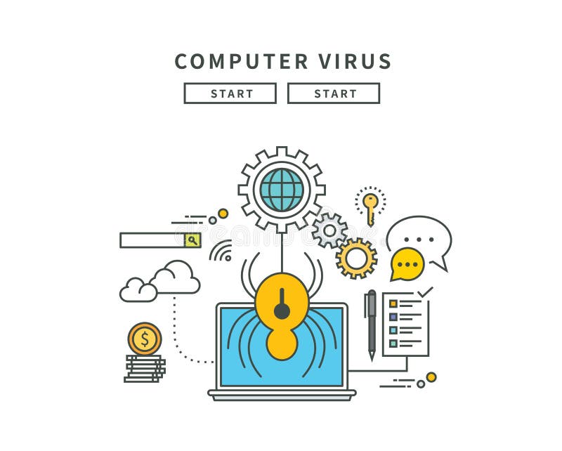 Ligne Simple Conception Plate Du Virus Informatique, Illustration ...