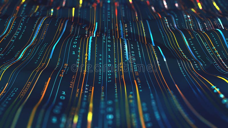 Lignes De Champ Ondulées Avec Un Code Numérique. Structure Numérique ...