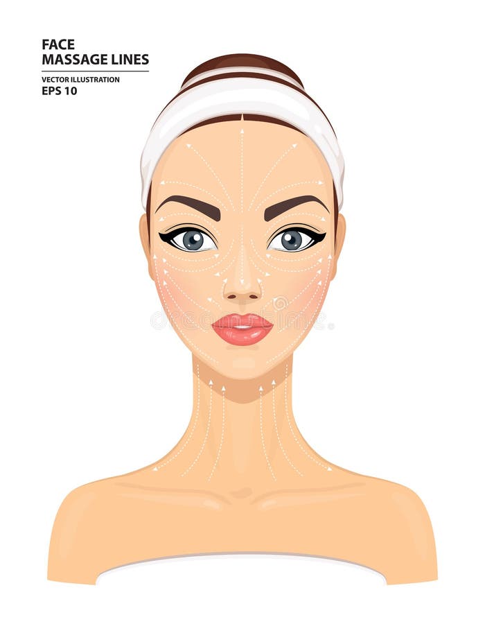 Lignes De Massage De Visage Beau Visage Du ` S De Femme Disolement Sur
