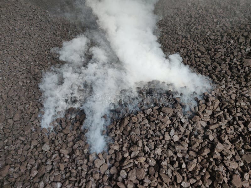 The Lignite Coal Spontaneous Combustion Stock Photo - Image of fuel ...