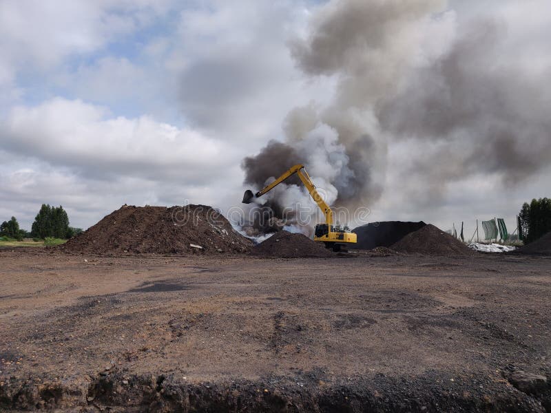 The Lignite Coal Spontaneous Combustion Stock Photo - Image of carbon ...