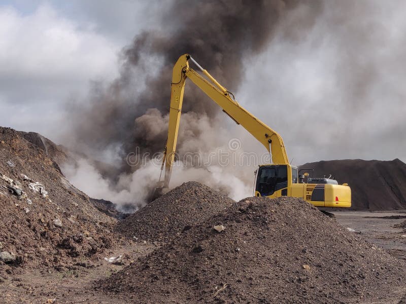 The Lignite Coal Spontaneous Combustion Stock Photo - Image of ...