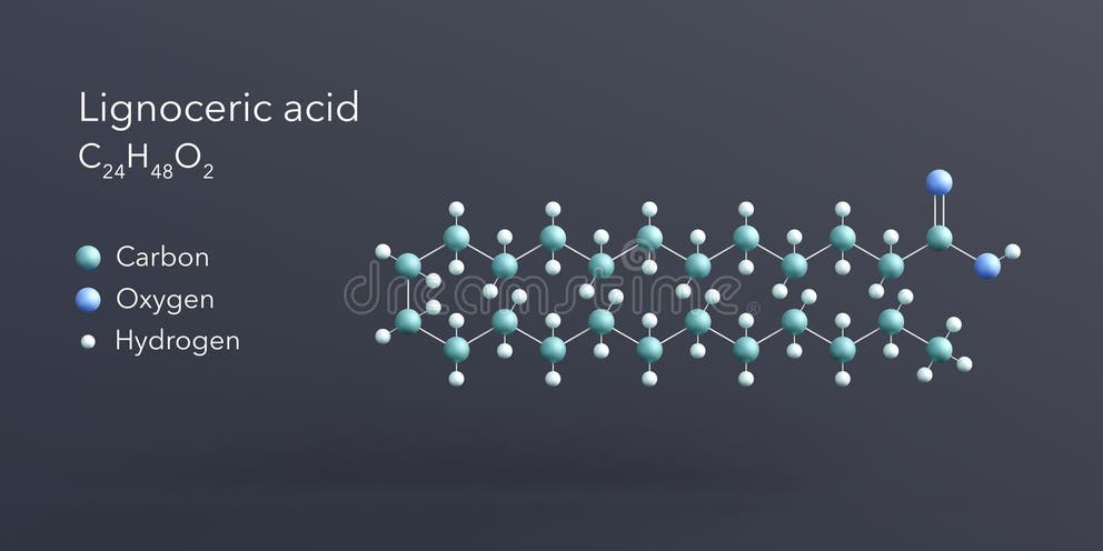 Lignoceric Acid Molecule 3d Rendering, Flat Molecular Structure with ...