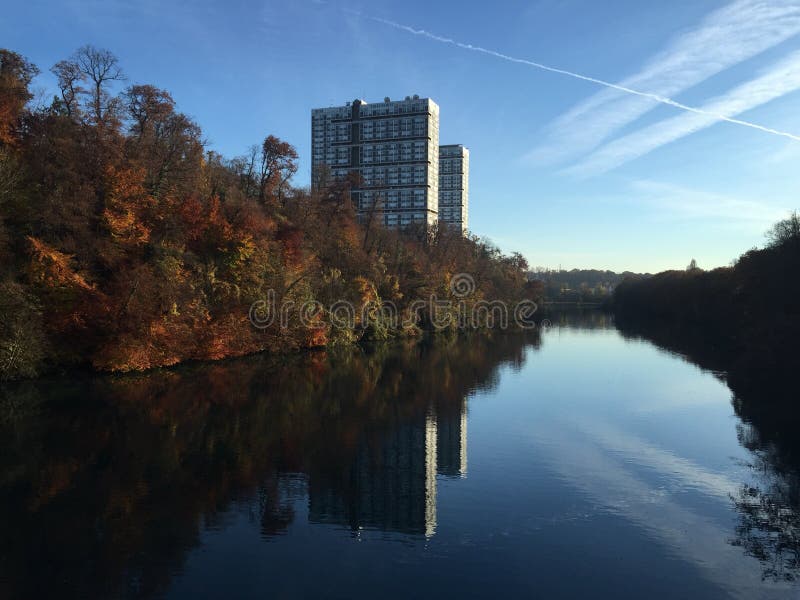 The Lignon Towers on the Banks of the Rhone in Geneva Stock Image ...