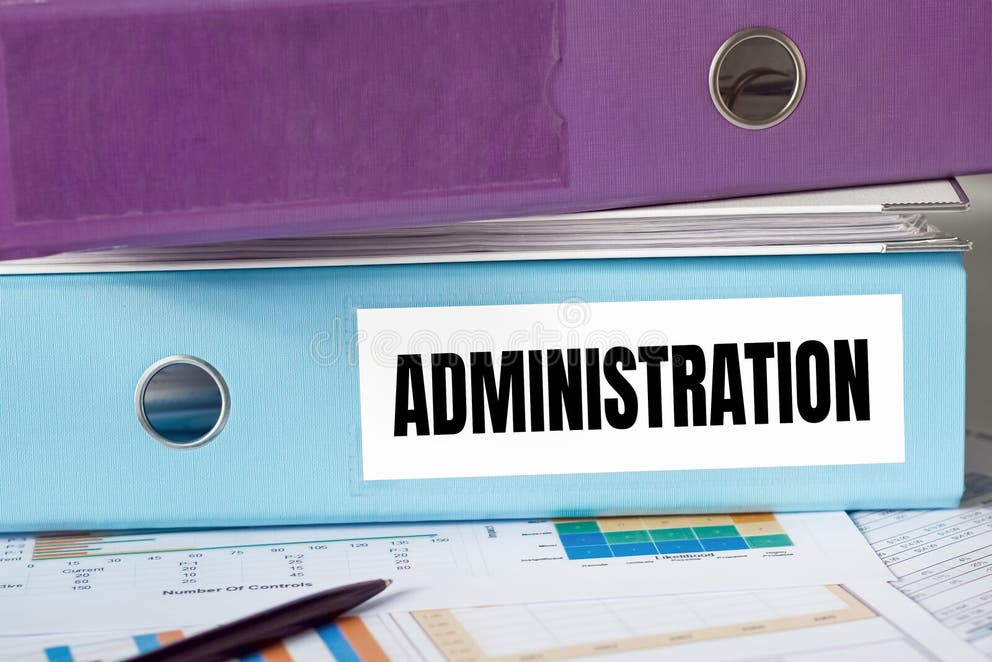 A Lignt Blue Folder with the Label ADMINISTRATION Stock Photo - Image ...