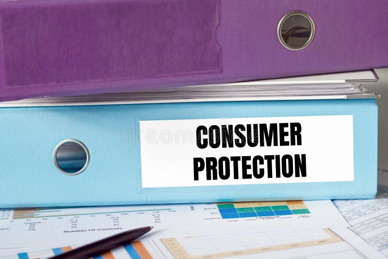 A Lignt Blue Folder with the Label CONSUMER PROTECTION Stock Photo ...