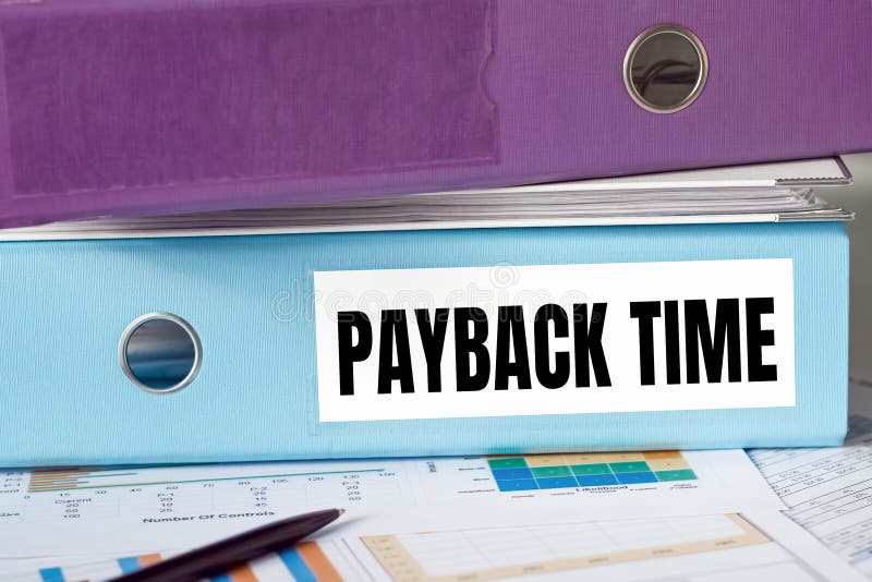 A Lignt Blue Folder with the Label PAYBACK TIME Stock Photo - Image of ...
