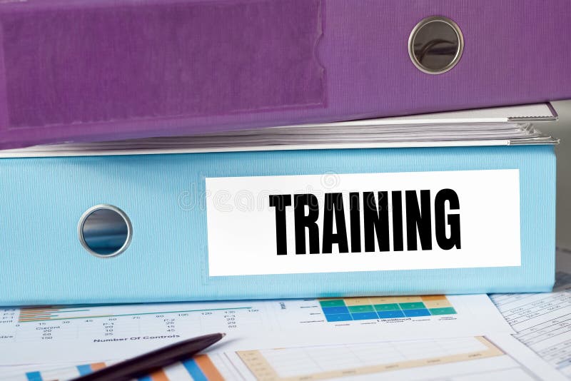 A Lignt Blue Folder with the Label TRAINING Stock Image - Image of goal ...