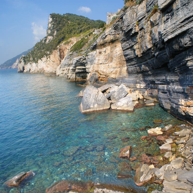 Ligurian sea , Italy stock image. Image of stones, italian - 21994227