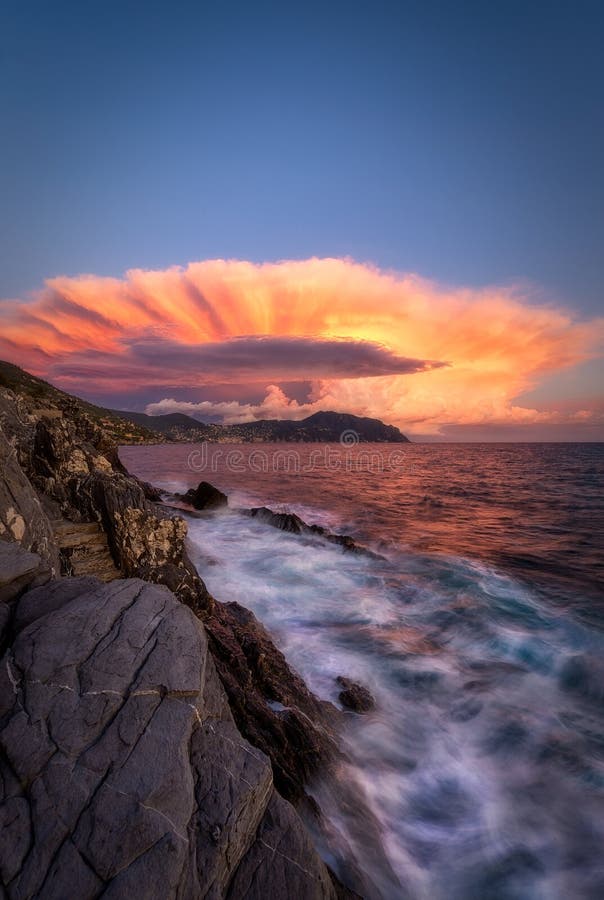 Atomic sunset stock image. Image of waves, atomic, clouds - 100782903