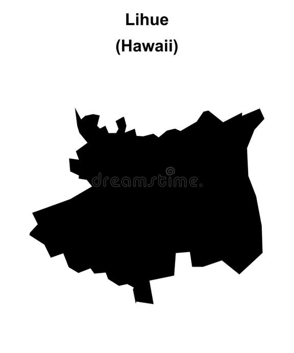Lihue outline map stock vector. Illustration of vector - 387199094
