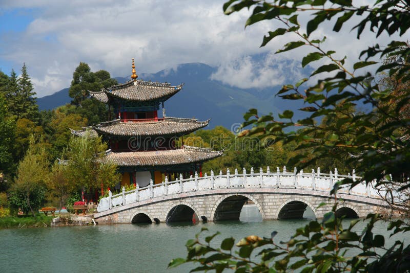 LiJiang, China: Black Dragon Pool Pagoda Stock Image - Image of ...