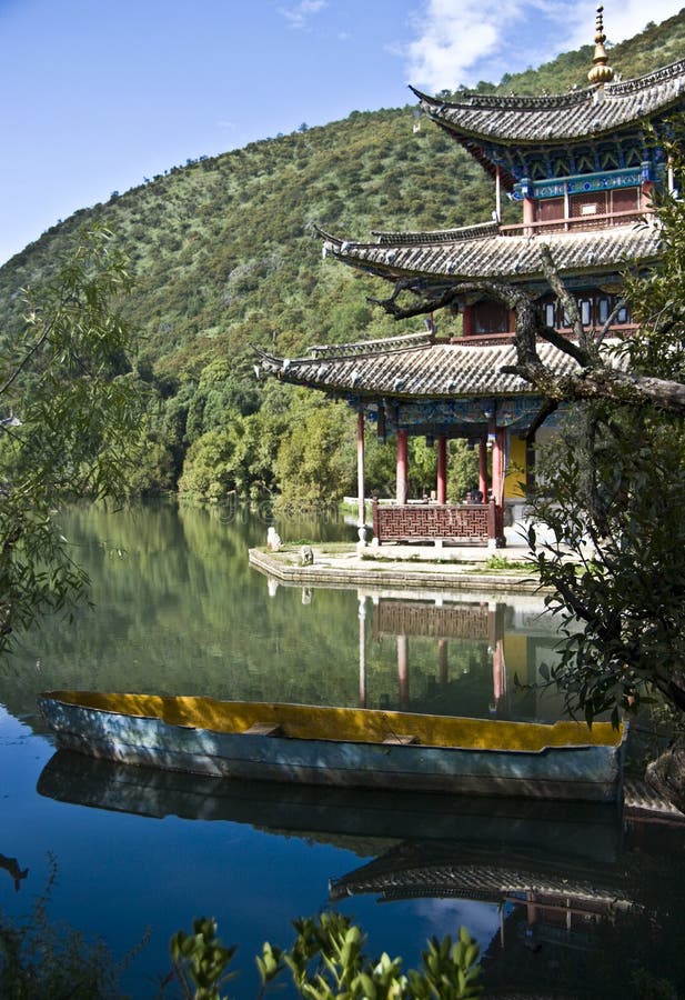 LiJiang, China: Black Dragon Pool Pagoda Stock Image - Image of ...