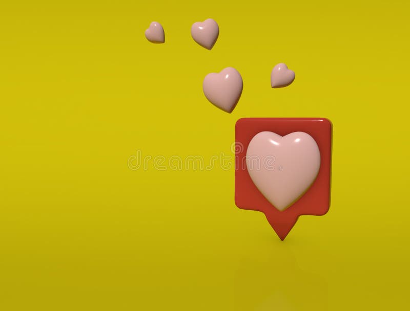 Like with Beautiful Hearts Written Follow 3D Render Image Stock ...
