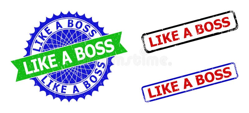 Like A Boss Rosette And Rectangle Bicolor Stamps With Unclean Textures