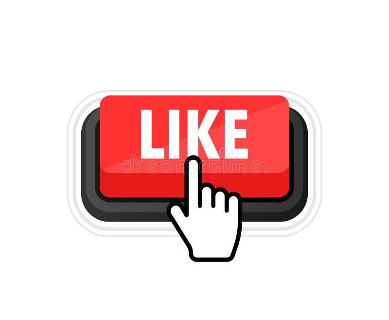 Like Button With Cursor Pointer Click Vector Web Button Stock Vector Illustration Of Flat