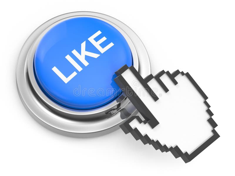 Like Button with Hand Cursor Stock Illustration - Illustration of ...