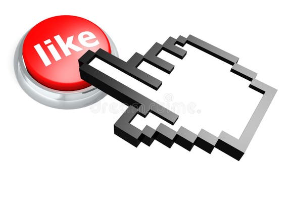 Like Button with Hand Cursor Stock Illustration - Illustration of ...