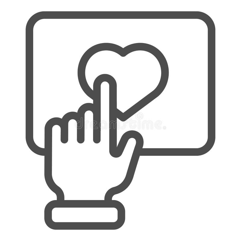 Like Button Line Icon. Hand with Heart Button Vector Illustration ...